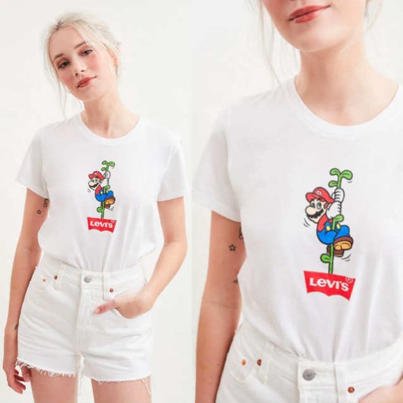 Levi's | Tops | Levis X Super Mario The Perfect Super Mario Graphic Tshirt Size L White | Poshmark